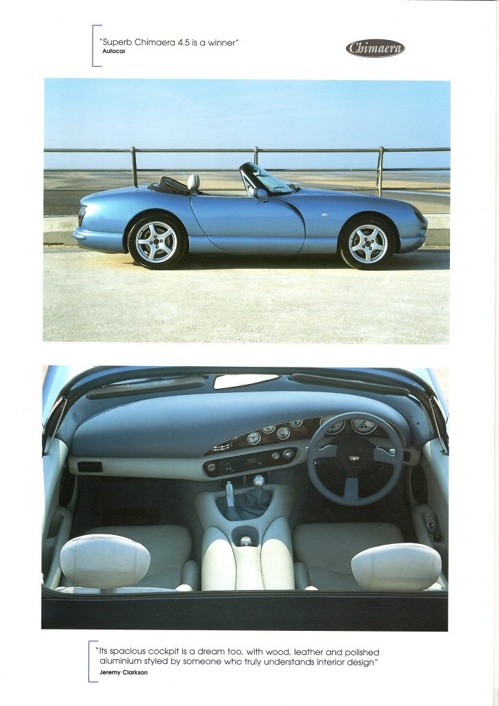 TVR Brochure information and specification sheets - James Agger Autosport