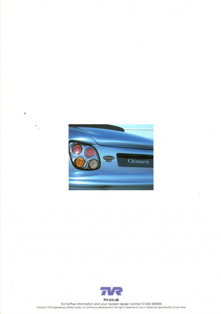 TVR Brochure information and specification sheets - James Agger Autosport