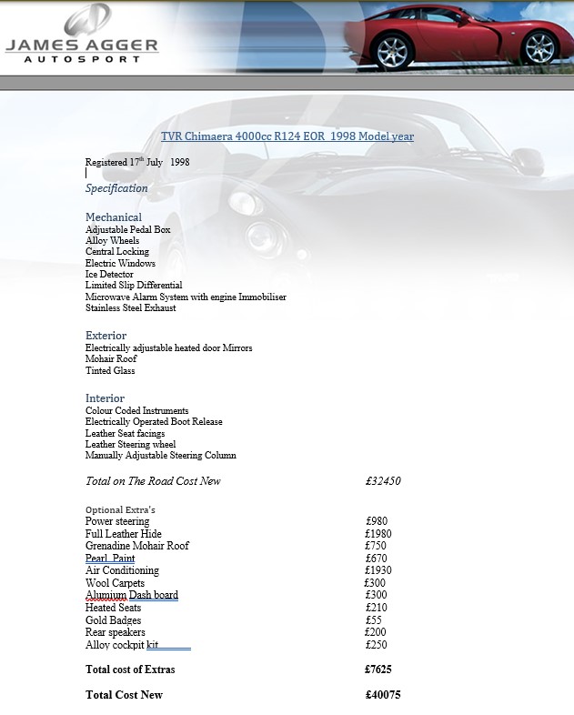 1998 R Reg - More details - price new and service history below - James ...